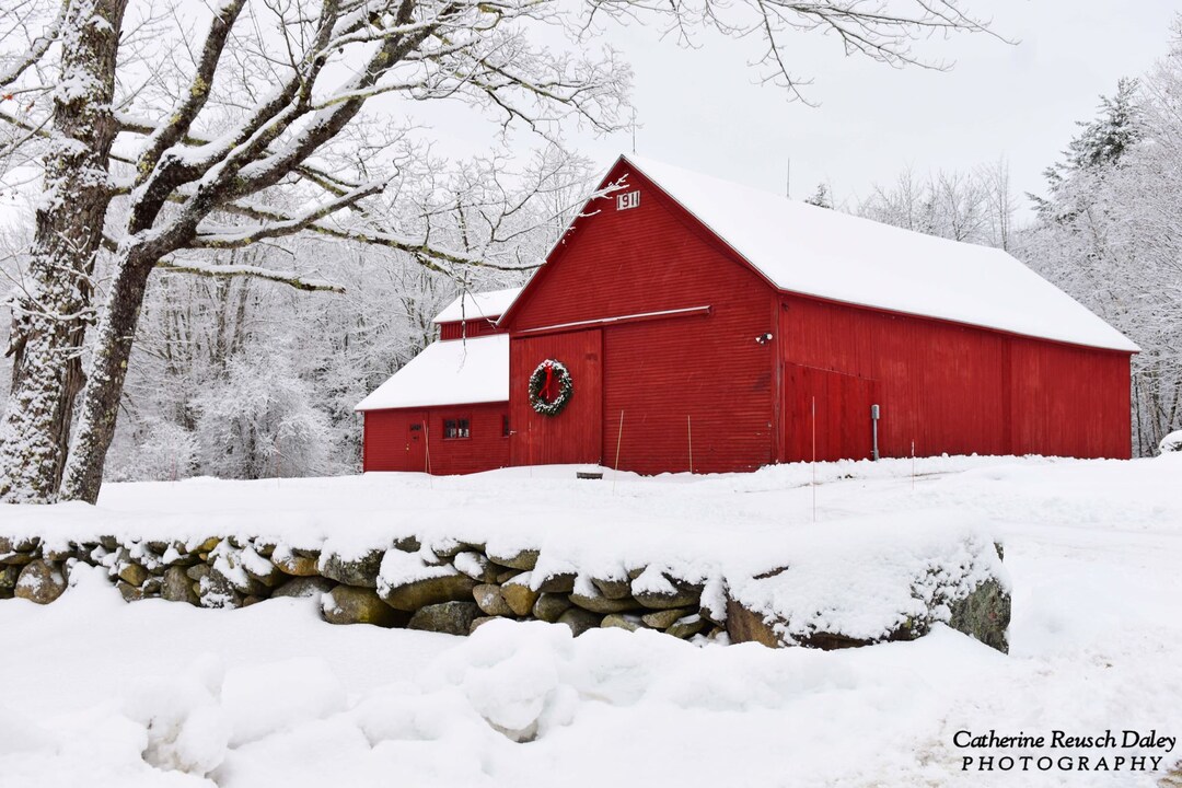 Scenes of New England Red Barn Circa 1911 Winter Print New - Etsy