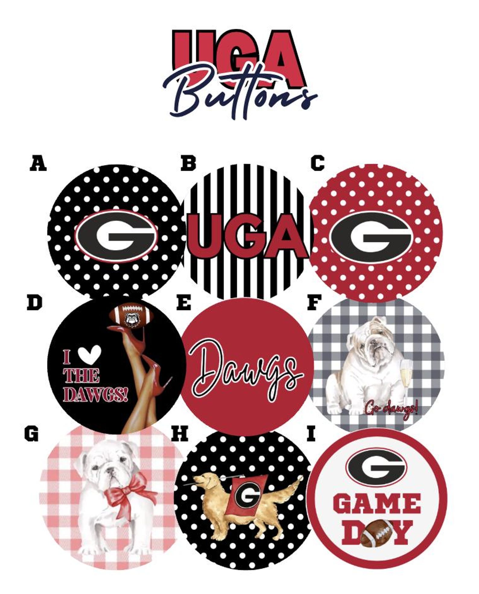 UGA | Gameday Georgia Buttons - Etsy