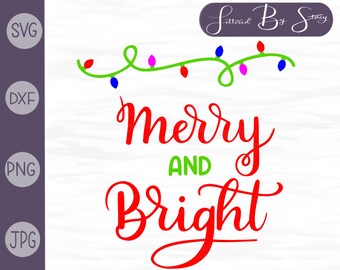 Merry and bright svg | Etsy