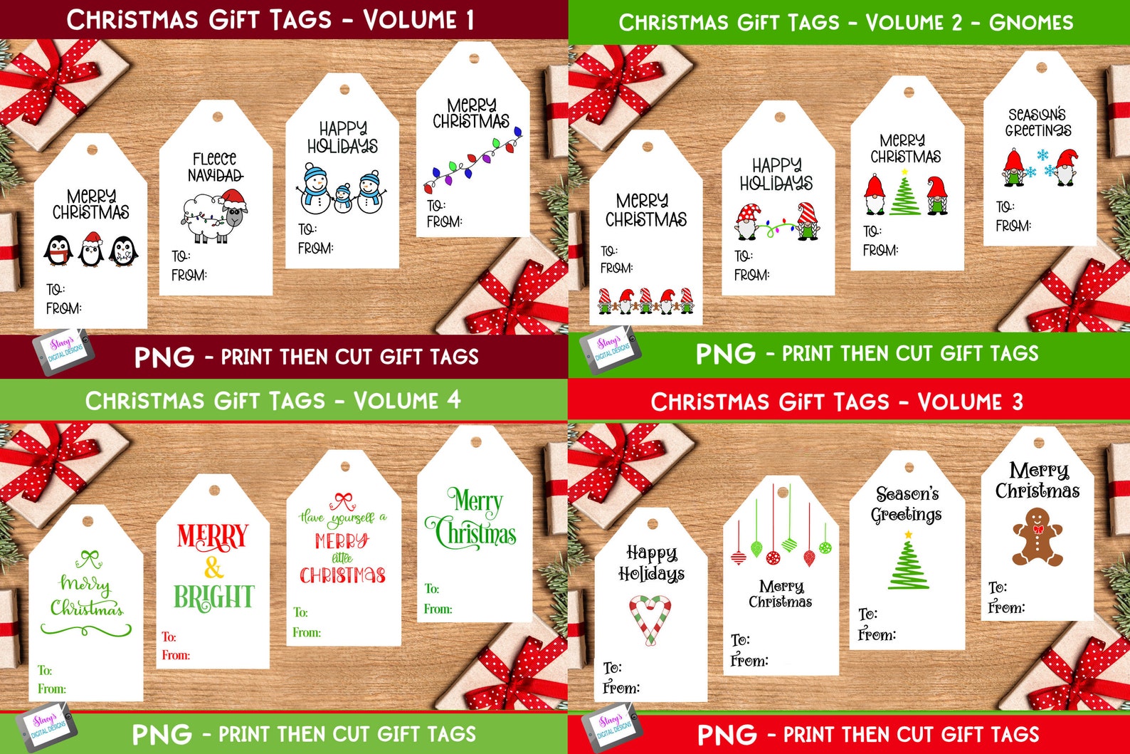 Christmas Gift Tag Bundle 16 Christmas Gift Tags PNG - Etsy