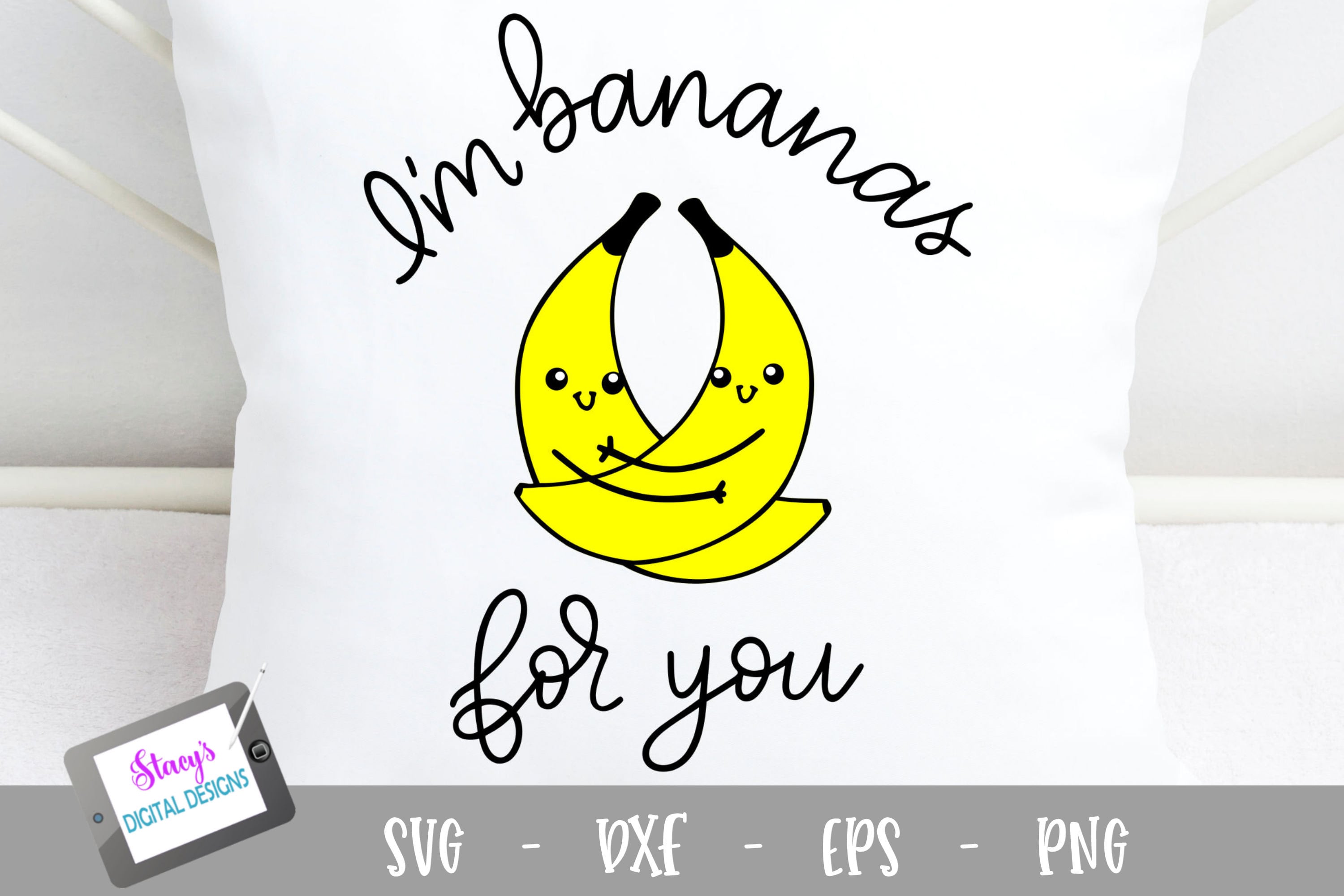 Valentine SVG I'm bananas for you handlettered pun SVG | Etsy