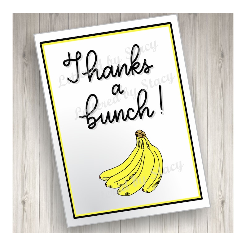 Thank You Card - Thanks a Bunch With Bananas Pun Card, Printable ...