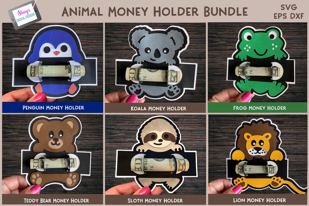 Animal Money Holder Bundle Kids Money Card Svgs Svg Eps Dxf - Etsy