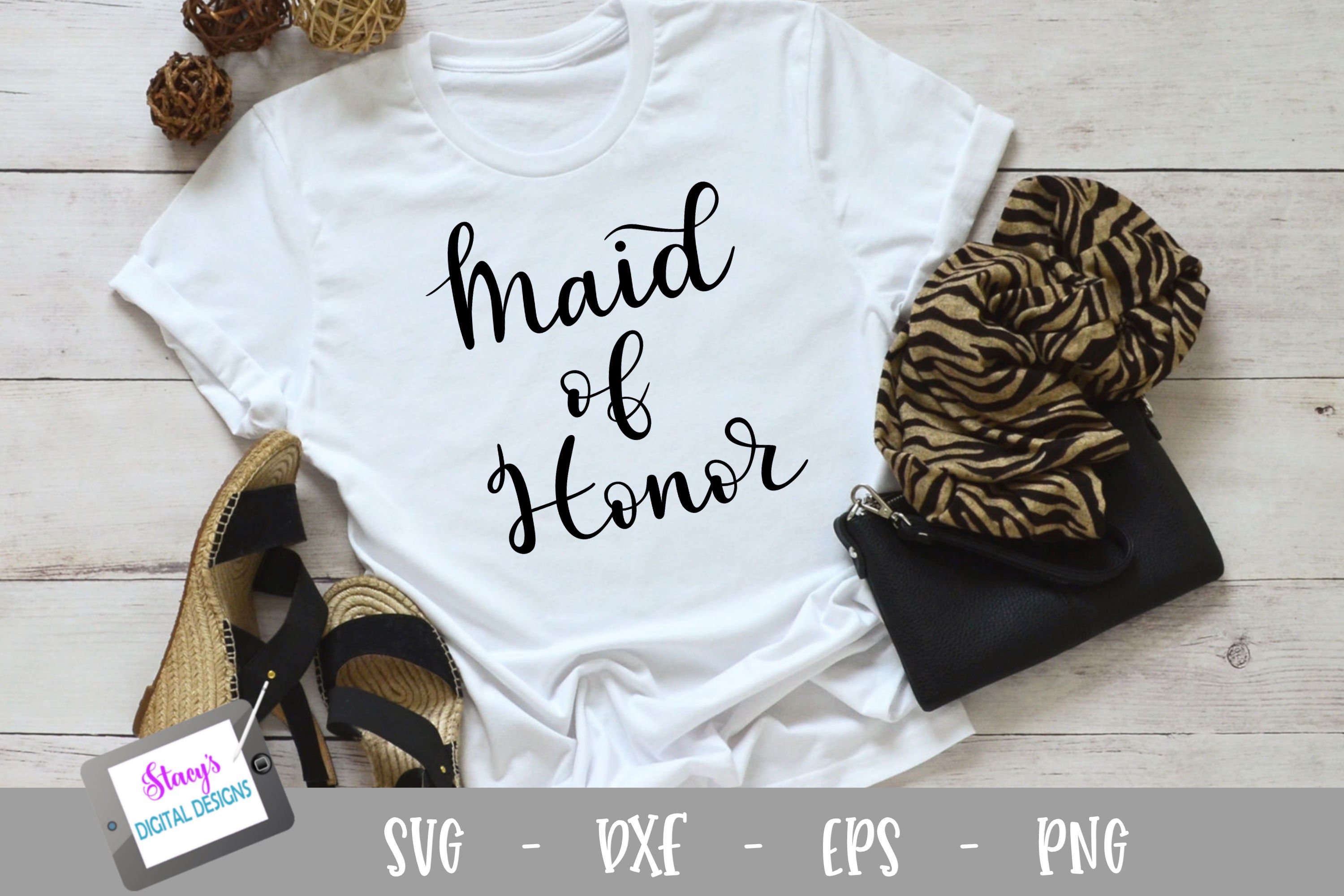 Maid of Honor SVG Handlettered Bridal Party Cut File for - Etsy