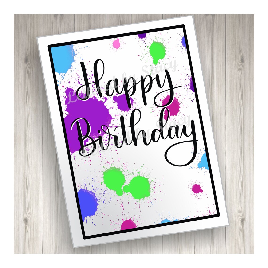 Birthday Card Happy Birthday With Paint Splatter Printable - Etsy