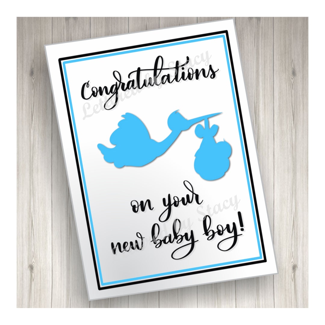 New Baby Card - Congratulations on Your New Baby Boy With Blue Stork ...