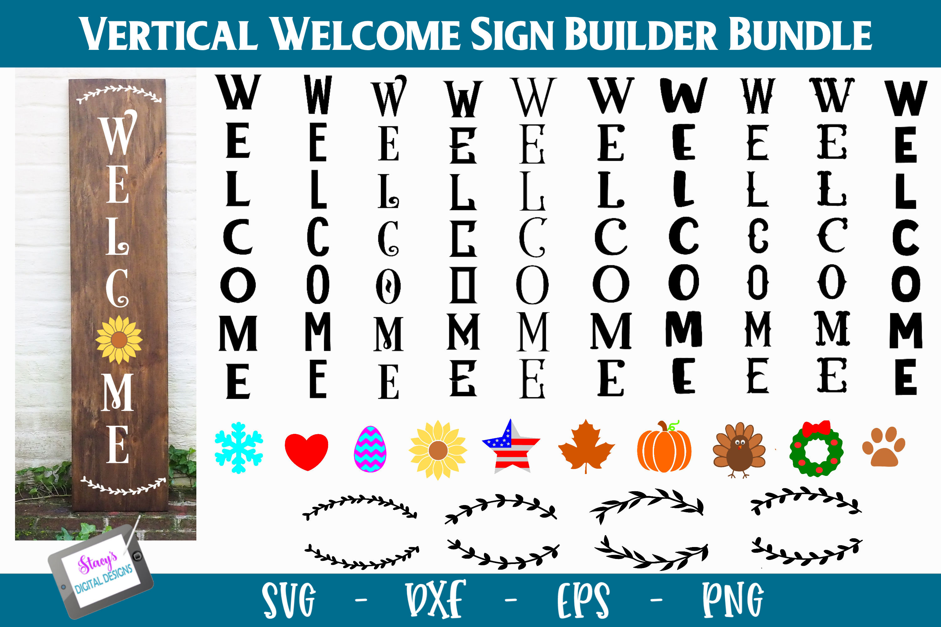 Vertical Welcome Sign Bundle Welcome SVG Sign Builder - Etsy Finland