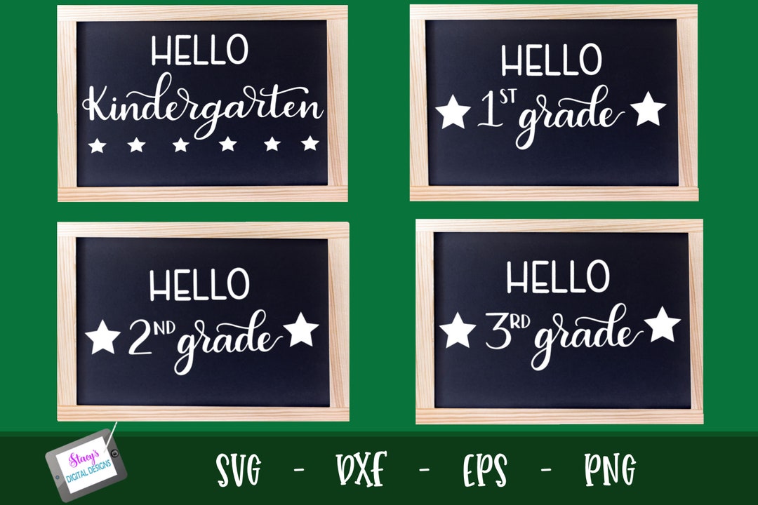 School SVG Bundle - Hello Grade Levels, Kindergarten, First Grade ...