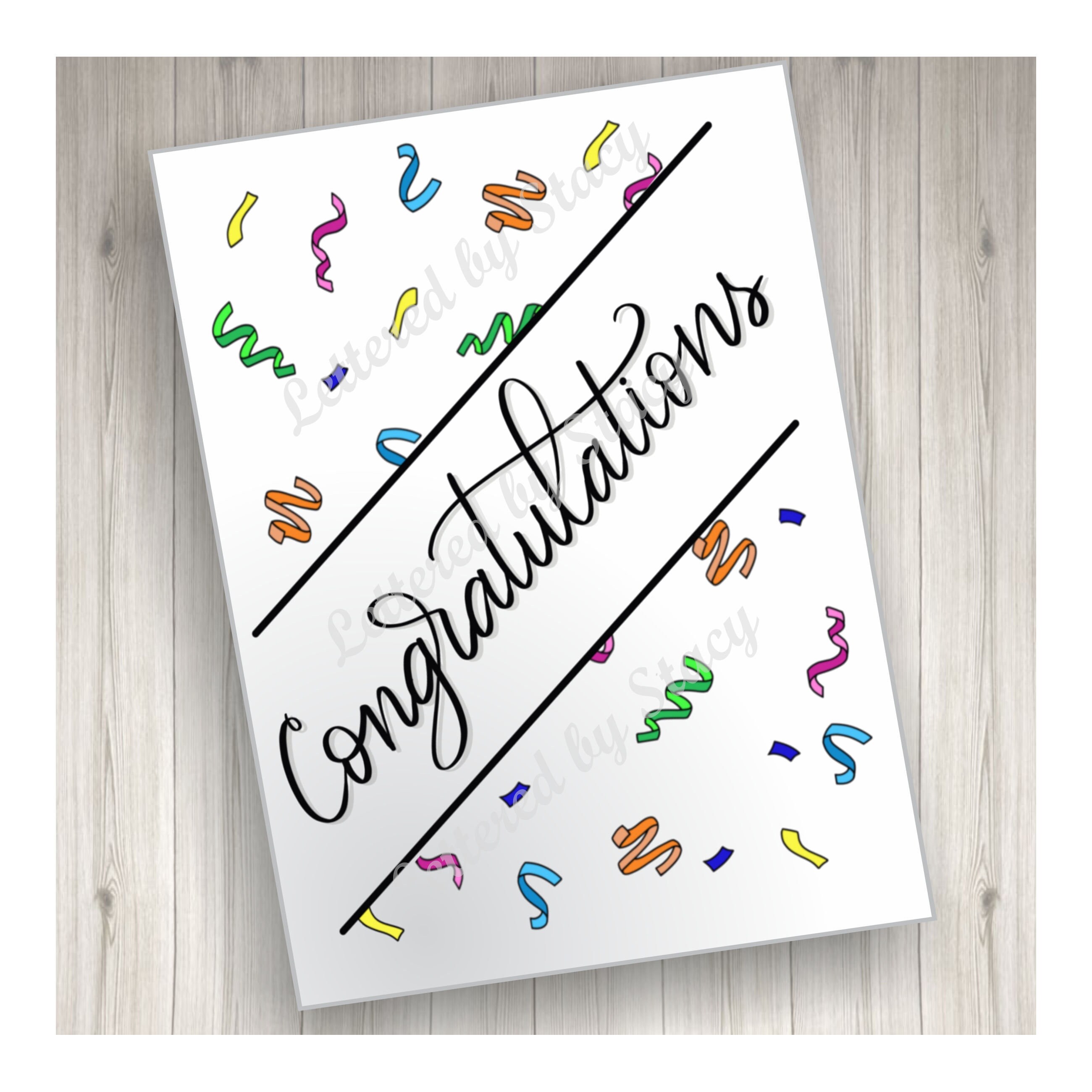 Congratulations Card Printable congratulations with colorful | Etsy