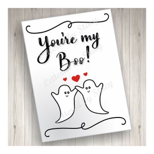 Halloween Card - You're My Boo With Ghost and Hearts, Printable ...