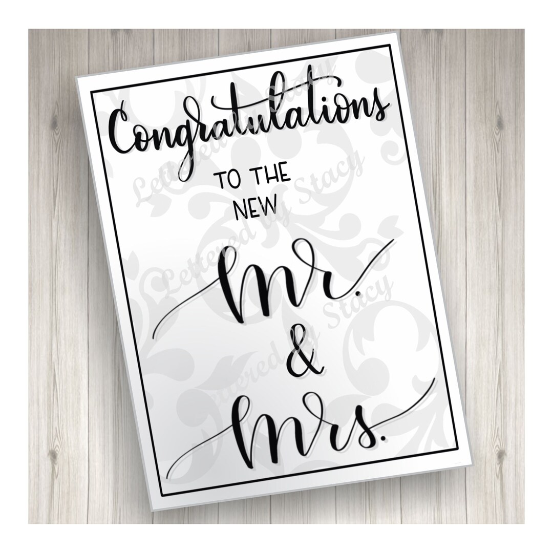 Wedding Card - Congratulations to the New Mr & Mrs, Printable ...