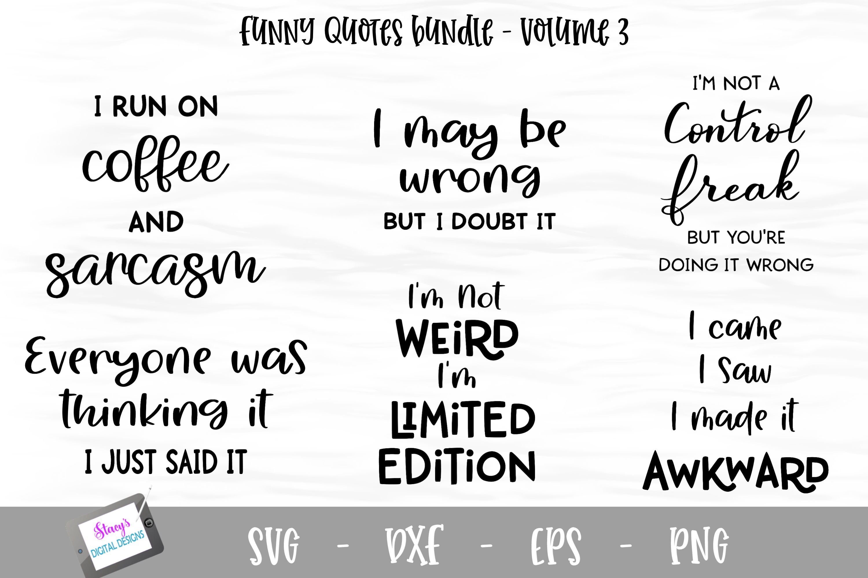 Big Funny Quotes Bundle 24 funny SVG quotes for Cricut and | Etsy