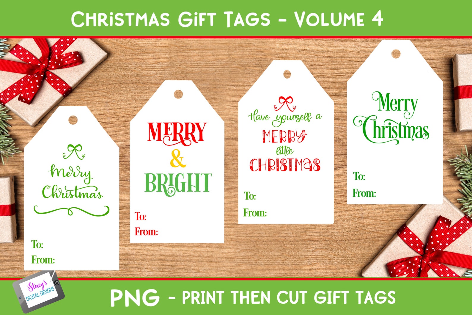 Christmas Gift Tag Bundle | 16 Christmas Gift Tags | PNG Format for ...