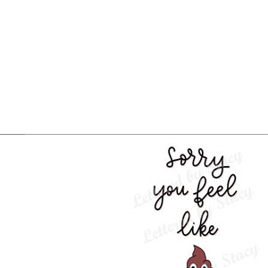 Get Well Card - Sorry You Feel Like Poop With Emoji, Printable ...
