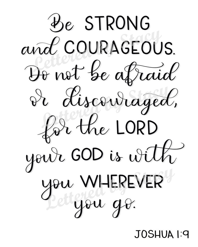 Printable Bible Verse Be Strong And Courageous Printable Etsy