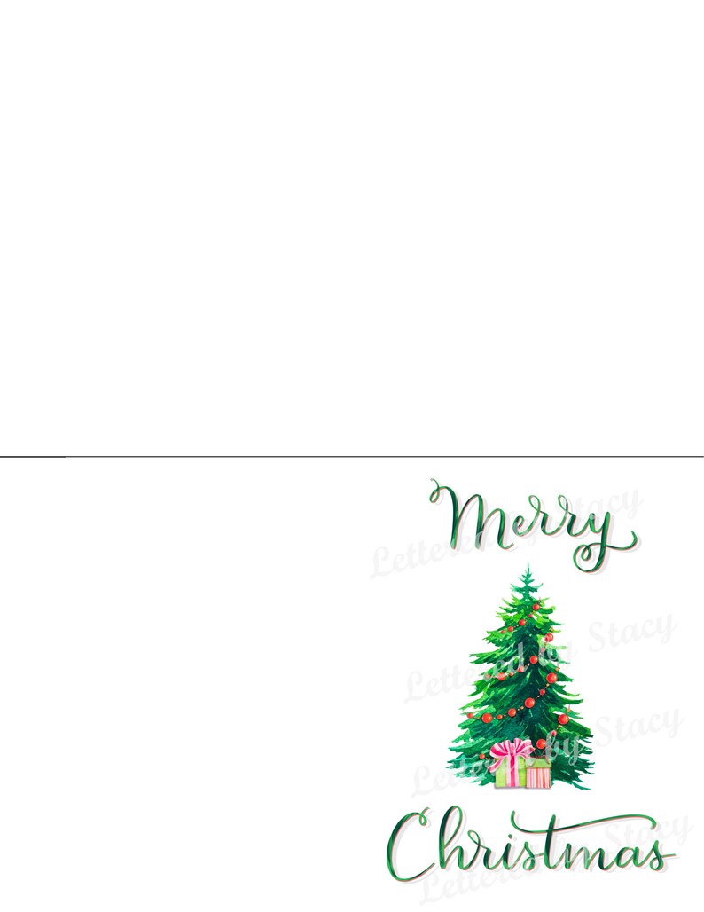 Printable Christmas card Merry Christmas with tree | Etsy