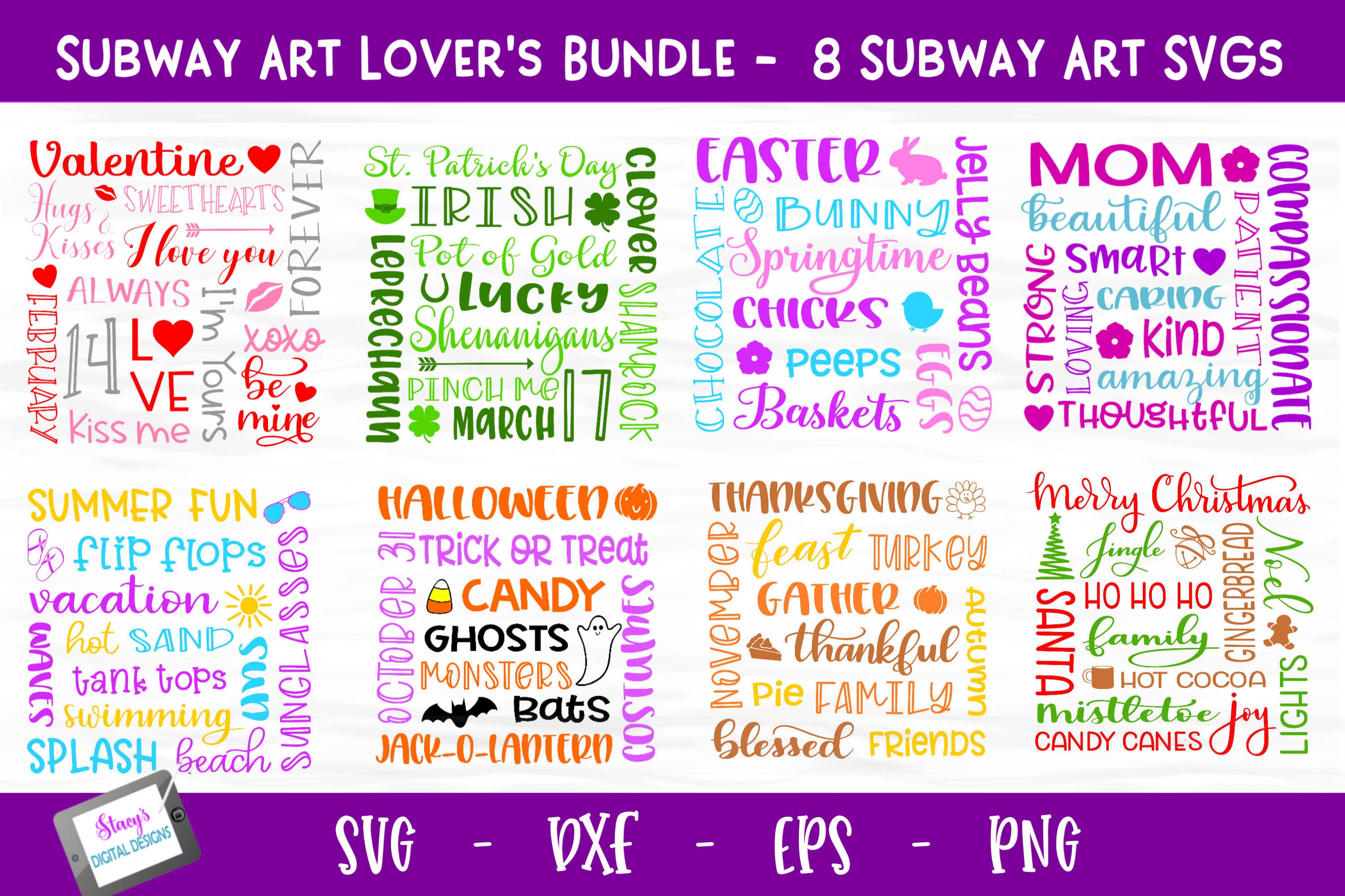 Subway Art Lover's Bundle 8 Subway Art Svg Designs for - Etsy