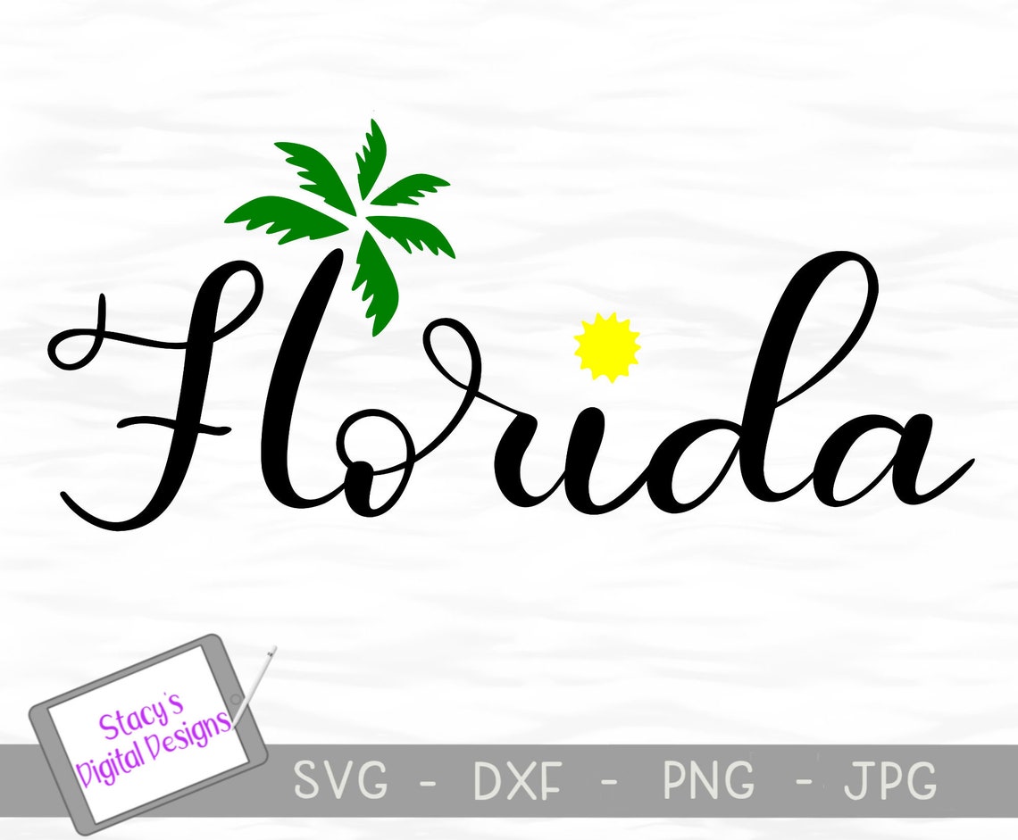 Florida SVG - Florida Cut File With Palm Tree and Sun for Cricut and ...
