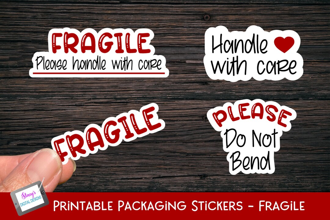 Printable Small Business Stickers - Breekbaar, Handvat met zorg, Niet ...