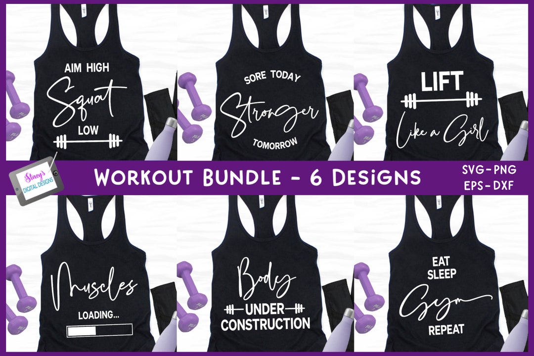 Workout and Gym SVG Bundle Includes 6 Workout SVG Designs SVG Cut File ...