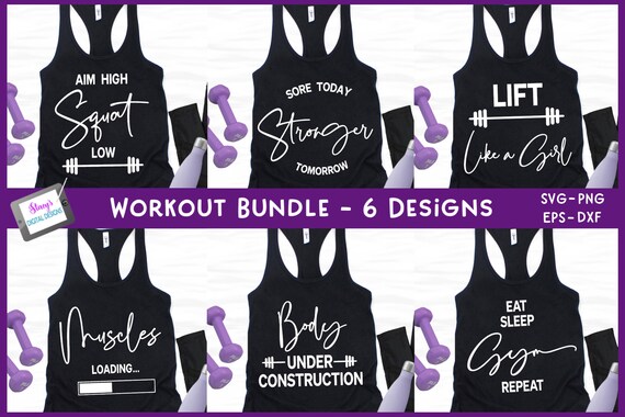Workout and Gym SVG Bundle Includes 6 Workout SVG Designs - Etsy