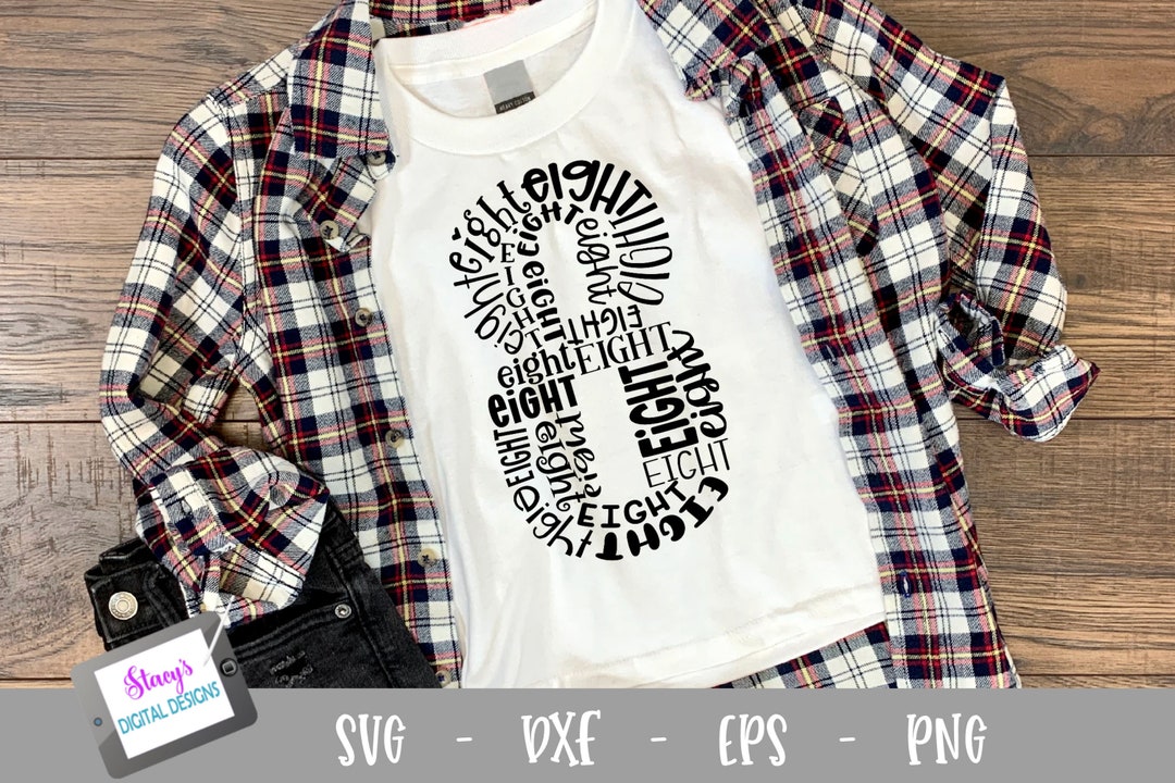 Eight Typography Number Eight Word Art Eighth Birthday Design 8 Word ...