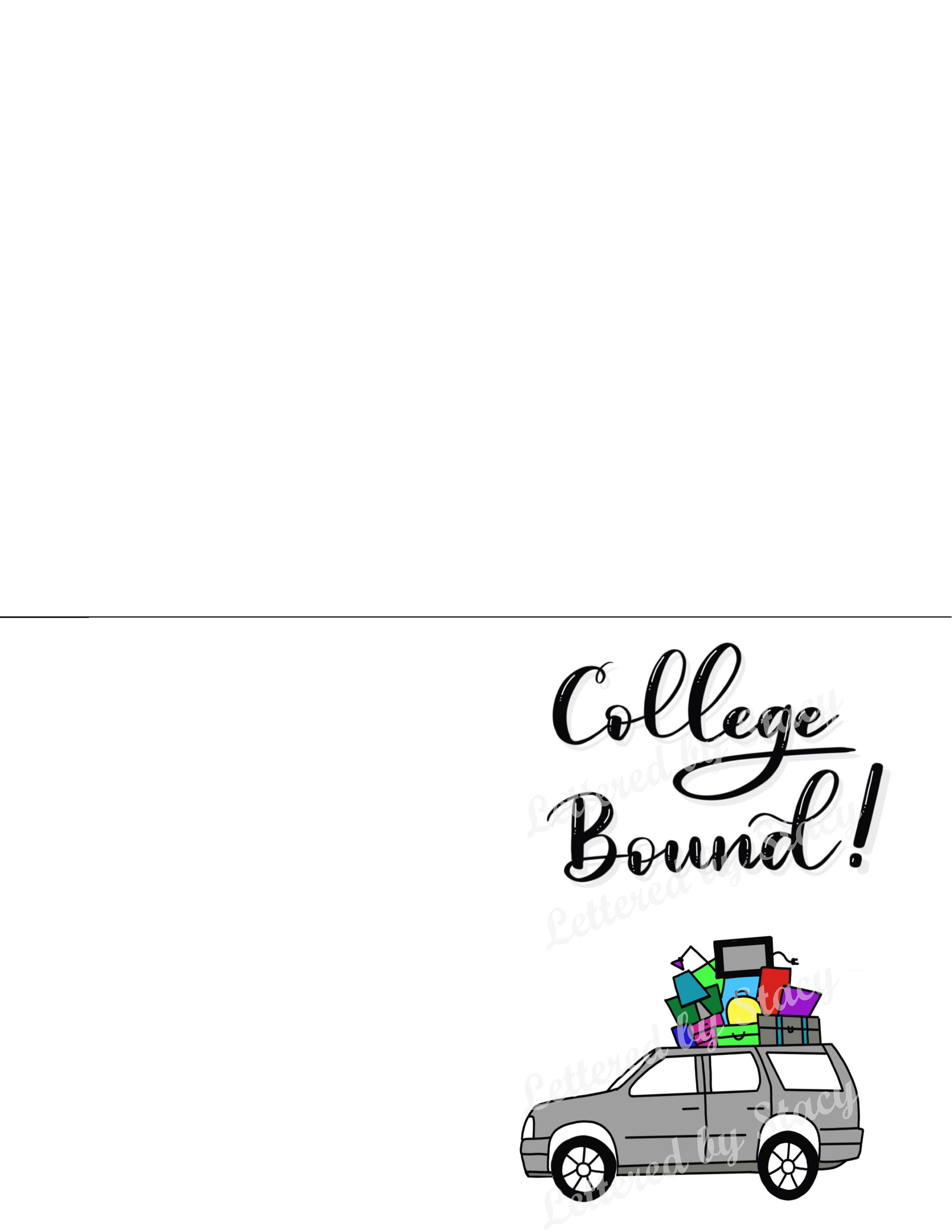 College Card - College Bound With Loaded SUV, Printable, Downloadable ...