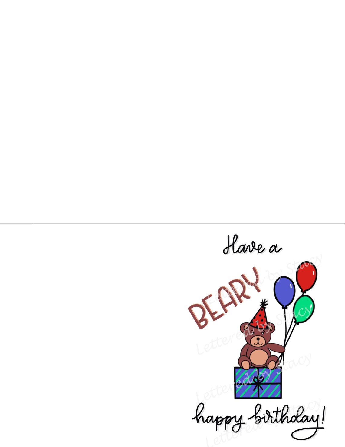 Birthday Card Have a Beary Happy Birthday With Bear | Etsy