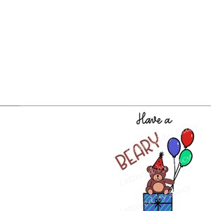 Birthday Card Have a Beary Happy Birthday With Bear, Balloons and ...