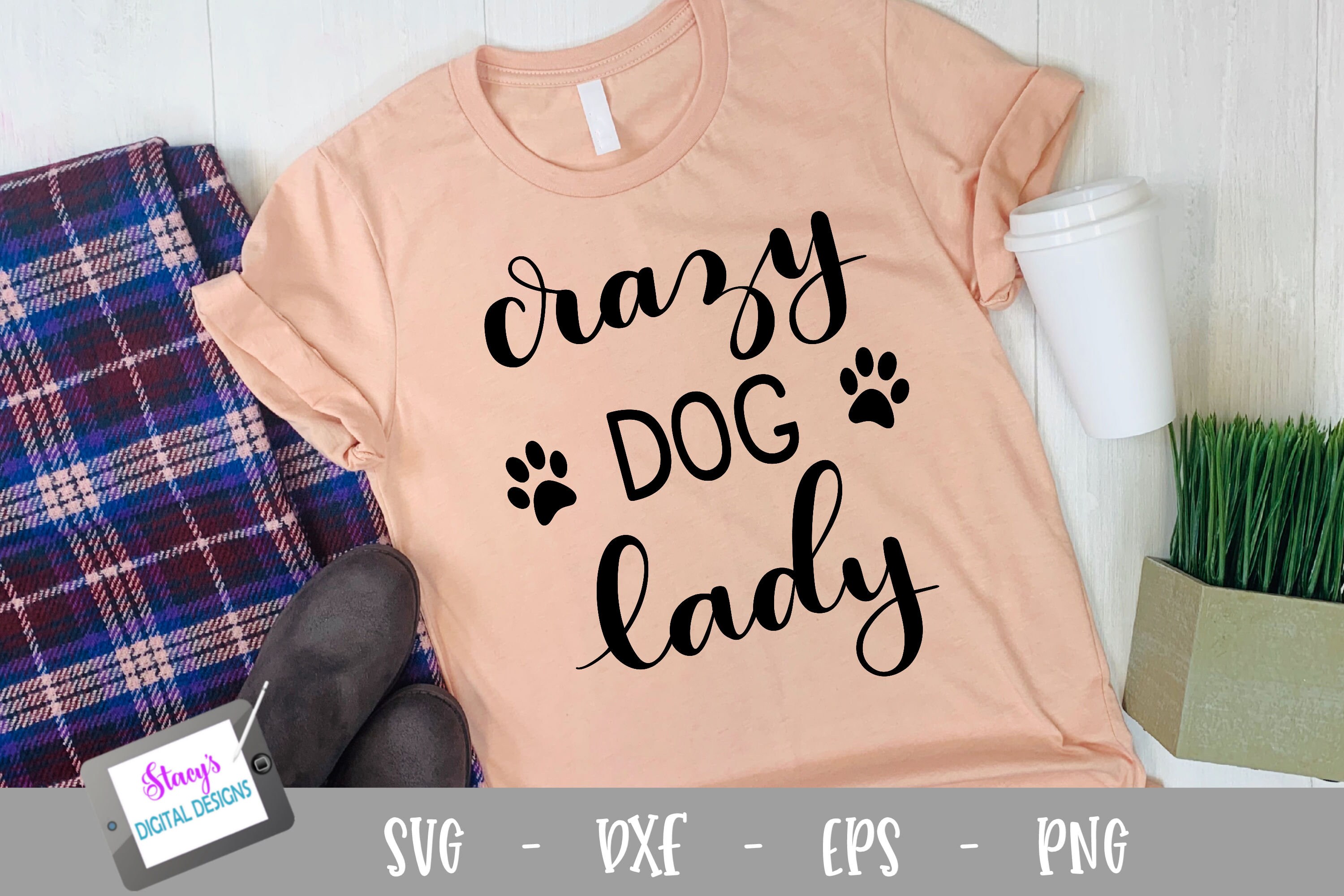Dog SVG - Crazy Dog Lady Cut File With Paw Prints for Cricut and ...