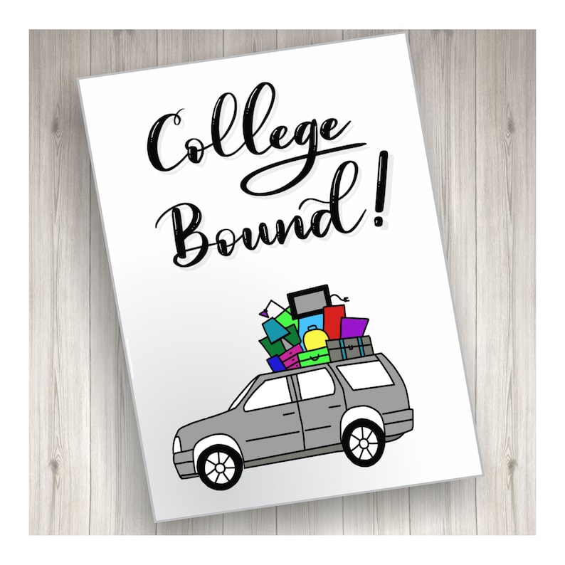 College Card - College Bound With Loaded SUV, Printable, Downloadable ...