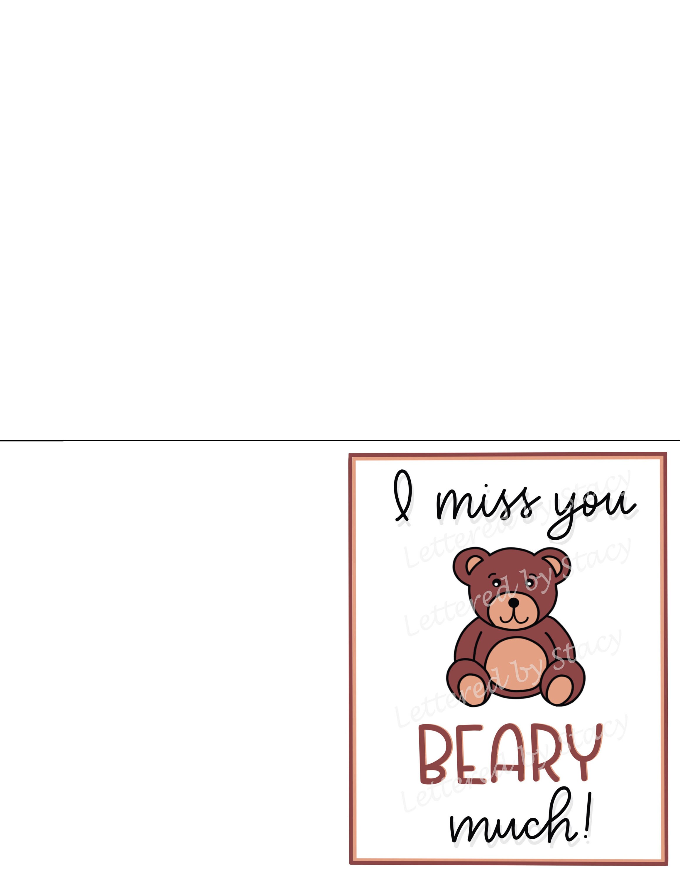 I Miss You Card - I Miss You Beary Much Pun Card With Teddy Bear ...