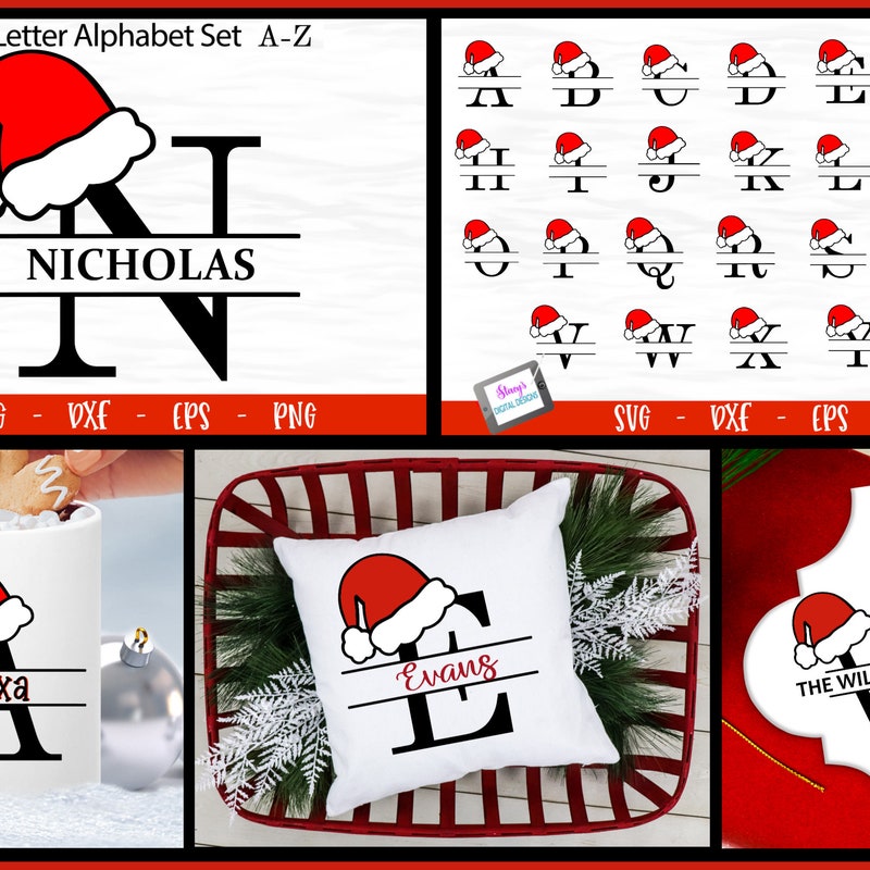 Letter With Santa Hat Svg - Etsy