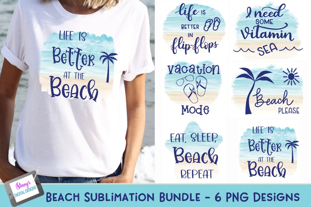 Beach Sublimation Bundle Summer Sublimation Designs PNG Files for Print ...
