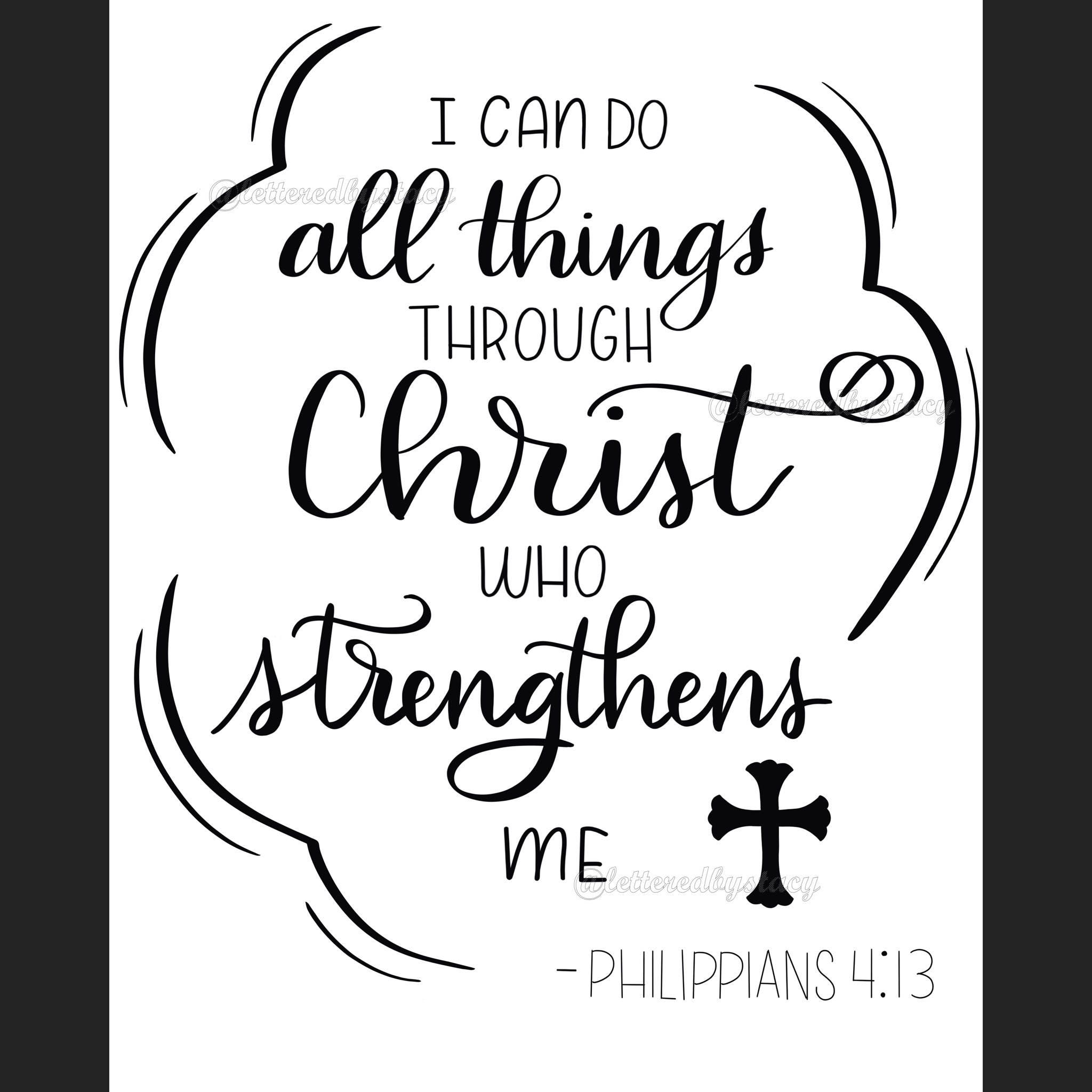 Printable Bible Verse/i Can Do All Things Through Christ/ | Etsy