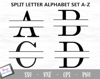 Split Letters A-Z SVG 26 Split Monogram SVG Files With | Etsy