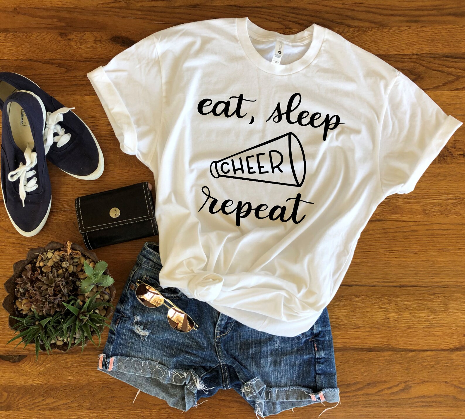 Cheer SVG Eat Sleep Cheer Repeat Cut File With Megaphone | Etsy