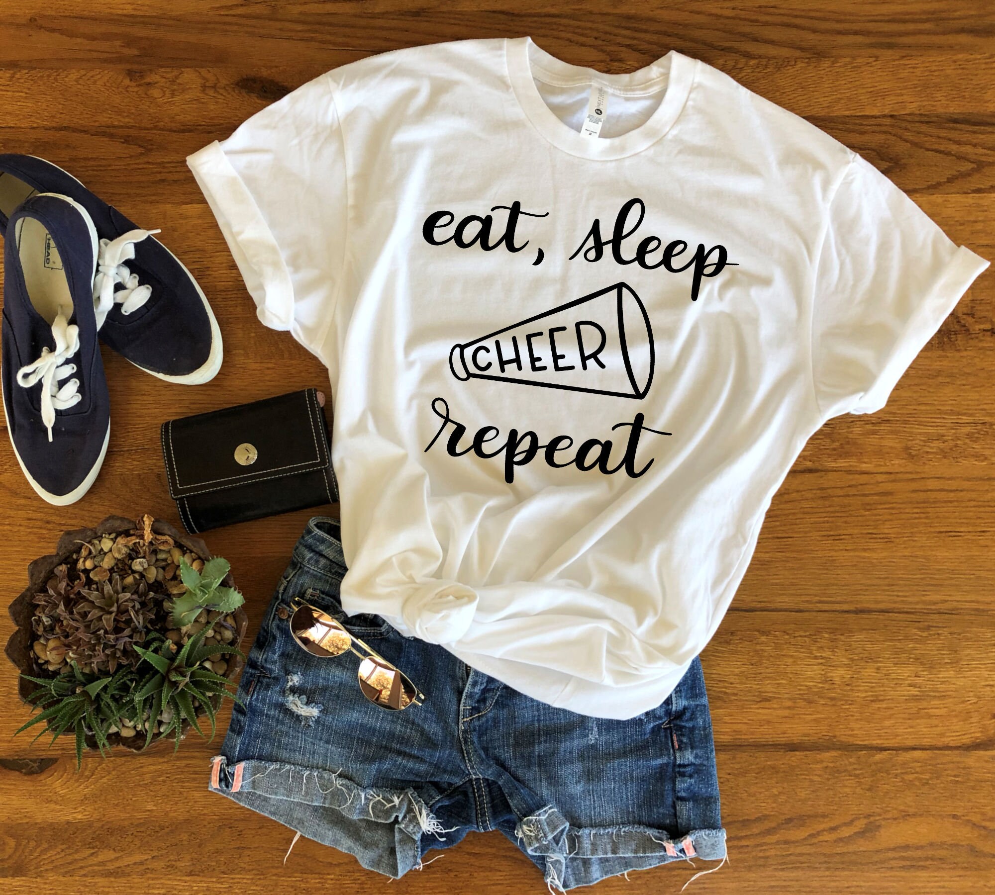Cheer SVG Eat Sleep Cheer Repeat Cut File With Megaphone | Etsy