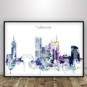 Melbourne Skyline, Art Poster, Melbourne Print, Melbourne Wall Art ...