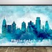 Philadelphia Blue Watercolor Poster, Pennsylvania Art Décor, Skyline ...