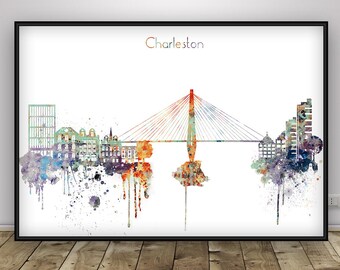 Charleston Cityscape Print - Etsy