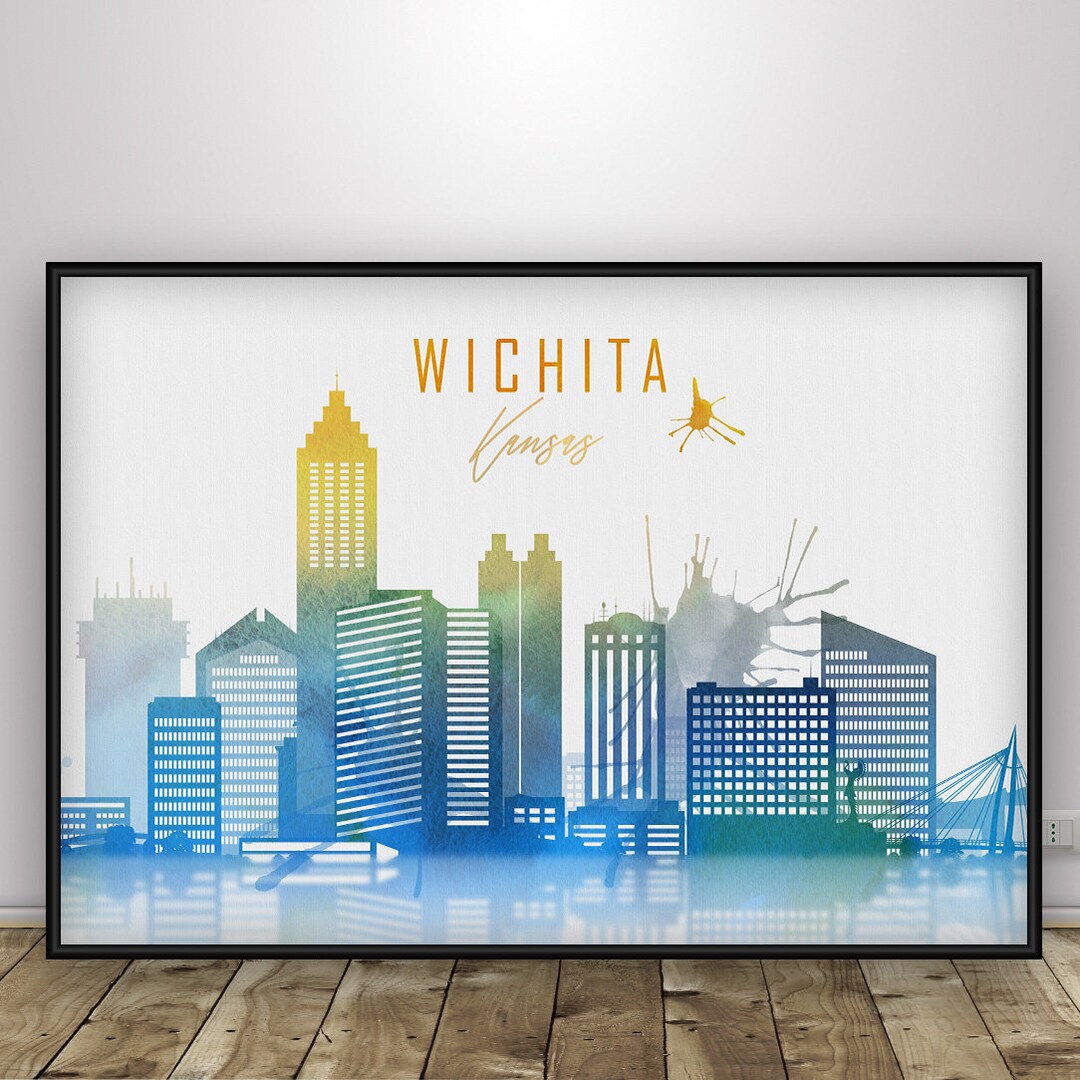 Wichita City Poster, Wichita Print, Watercolour Art Print, Wall Art ...