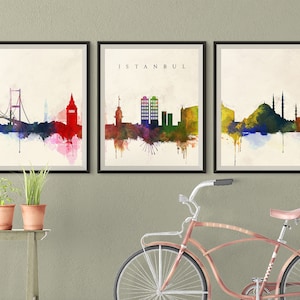 Istanbul Set of 3 Prints, Istanbul 3 Pieces Wall Art, Triptych of ...