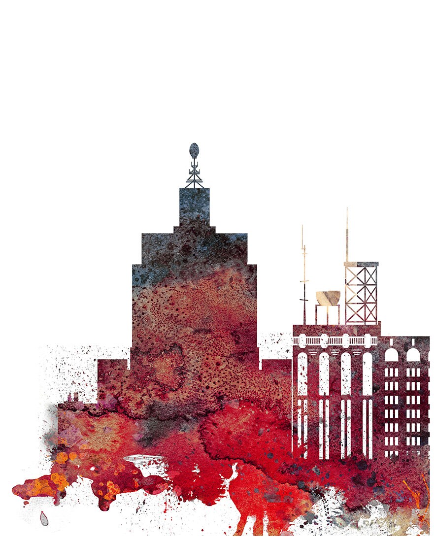 Detroit conjunto de 3 grabados Detroit 3 piezas arte de | Etsy