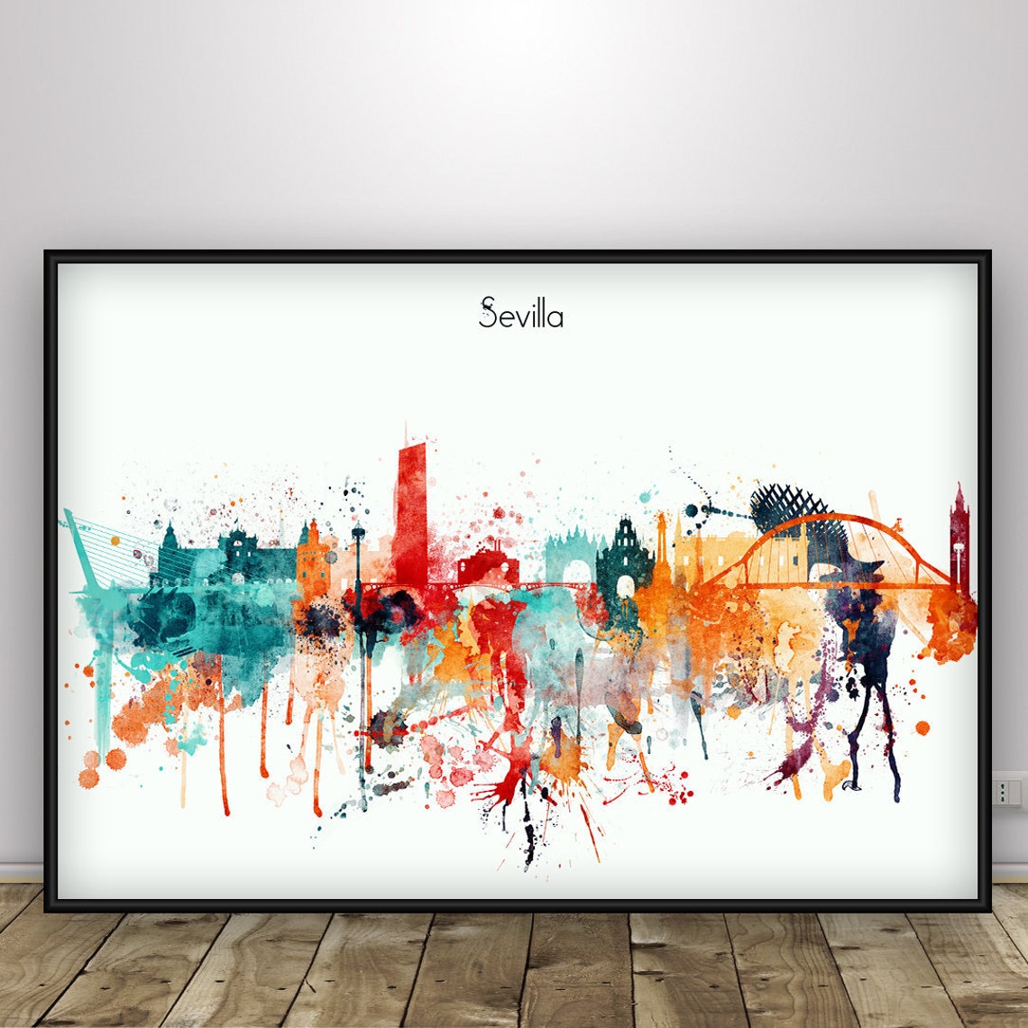 Sevilla Skyline Print City of Spain Watercolor Art Print Cityscape ...