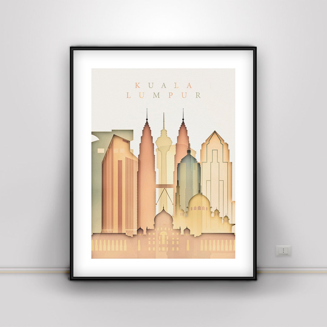 Kuala Lumpur Print Malaysia City Wall Art Cityscape Watercolor ...