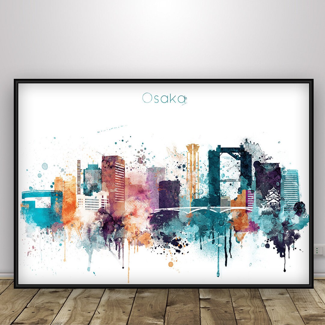 Osaka Skyline Print, Japan Art Print, Osaka Wall Poster, Wall Art ...