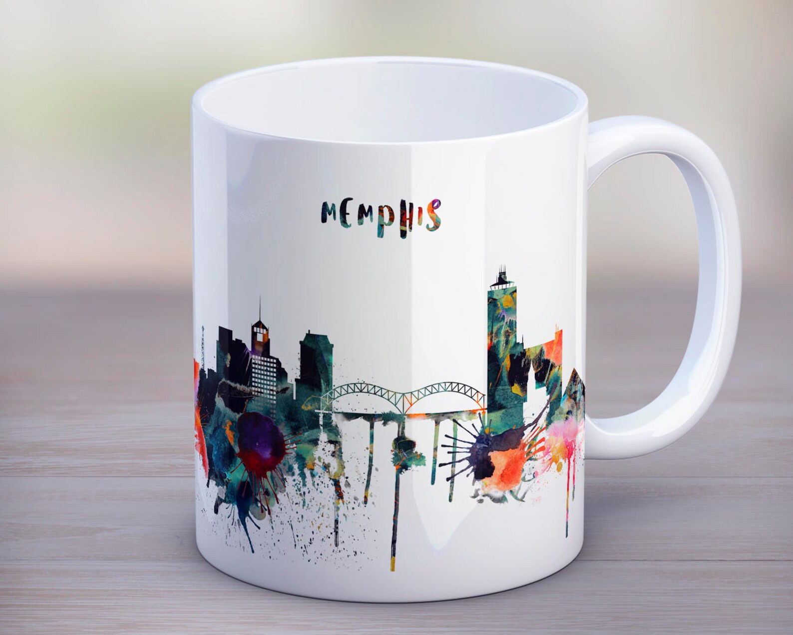 Memphis Coffee Tea Mug Watercolor Tennessee Cityscape Cup - Etsy
