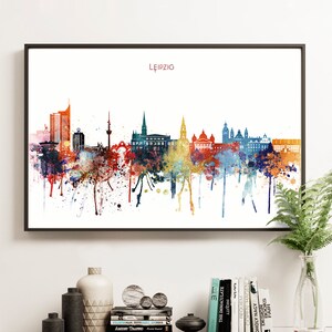Leipzig Poster, Watercolor Skyline, Germany Wall Art, Office Decor ...
