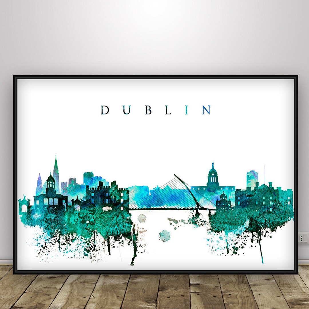 Dublin Skyline Poster, Green Ireland Skyline, Cityscape , Gift Idea ...